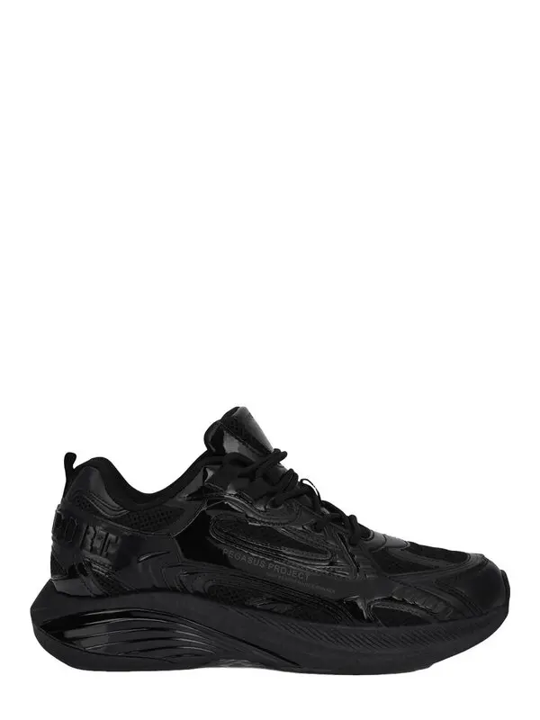 PLEIN SPORT Pegasus Project Mesh And Patent Leather Sneakers - Black