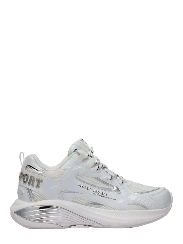 PLEIN SPORT Pegasus Project Mesh And Patent Leather Sneakers - White