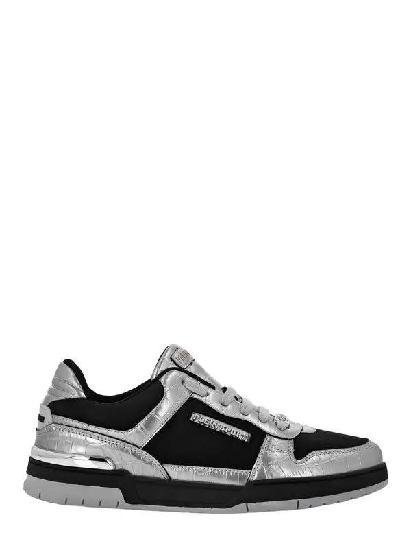 PLEIN SPORT Embossed Leather Sneakers - Black 1