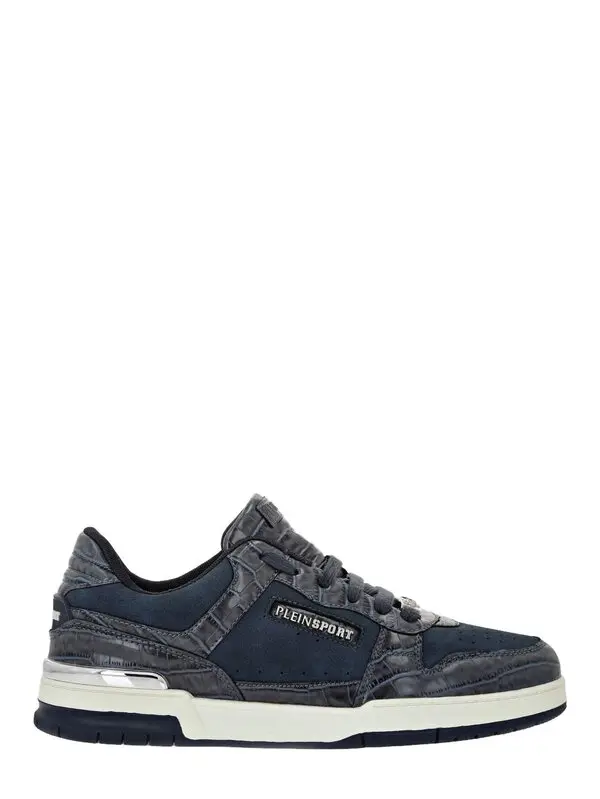 PLEIN SPORT Embossed Leather Sneakers - Turquoise