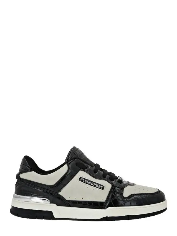 PLEIN SPORT Embossed Leather Sneakers - White 1