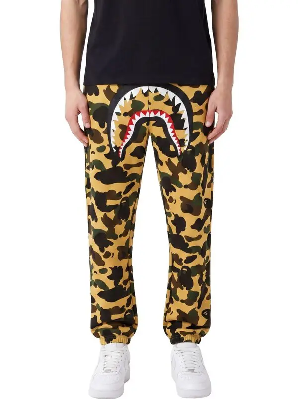 A BATHING APE Camouflage Shark Face Sweatpants - Yellow