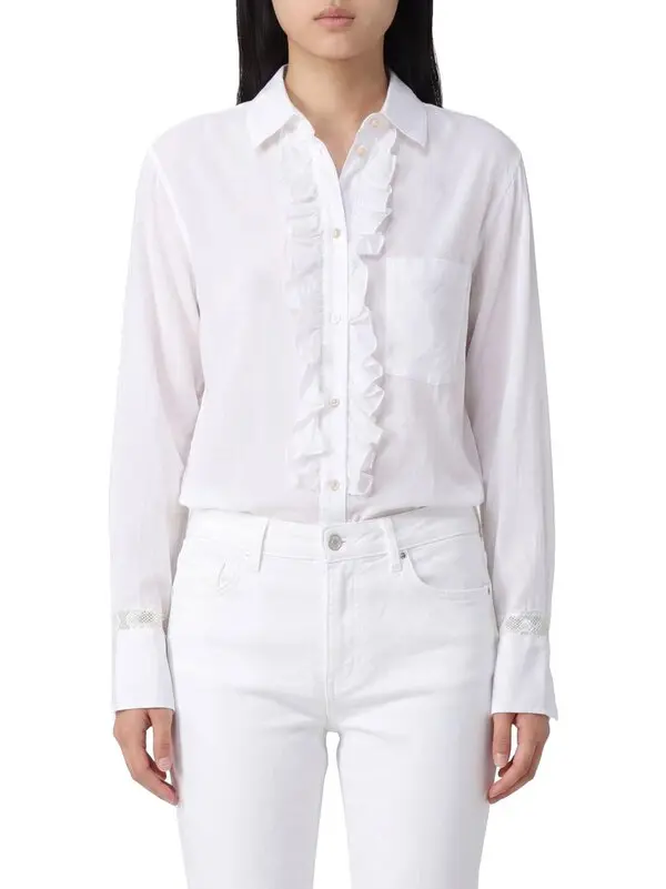 FORTE_FORTE Shirt With Ruffle Detail - Gnawed Blue