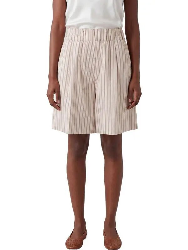MYTHS Striped Shorts - Brown
