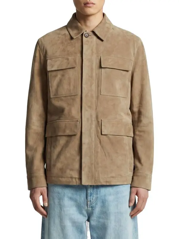 YVES SALOMON Suede Overshirt - Beige
