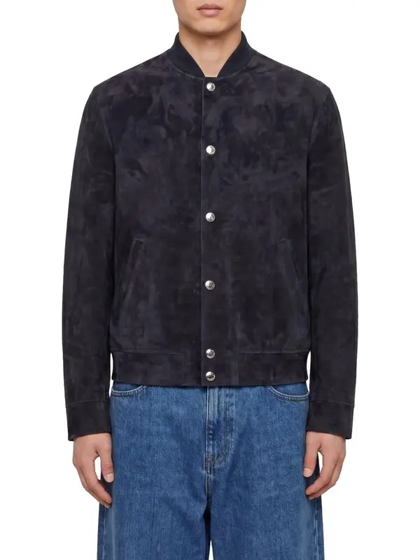 YVES SALOMON Suede Bomber Jacket - Blue