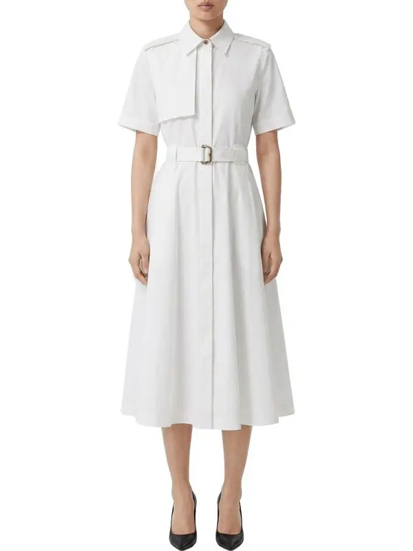 Burberry Belted Shirt Dress - White