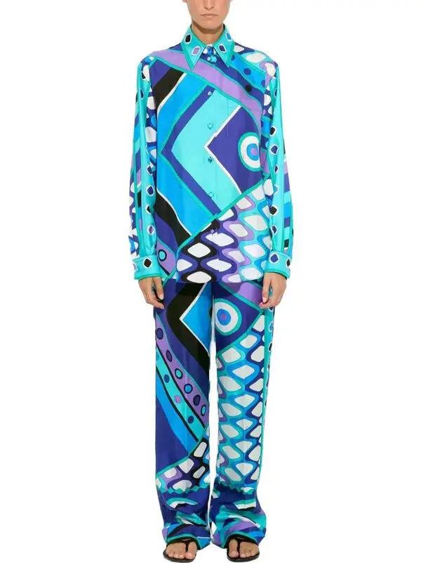 Emilio Pucci Vivara-print Silk Shirt - Blue