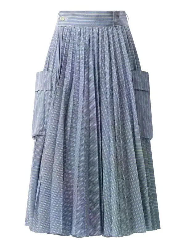Sacai Striped Pleated Skirt - Blue