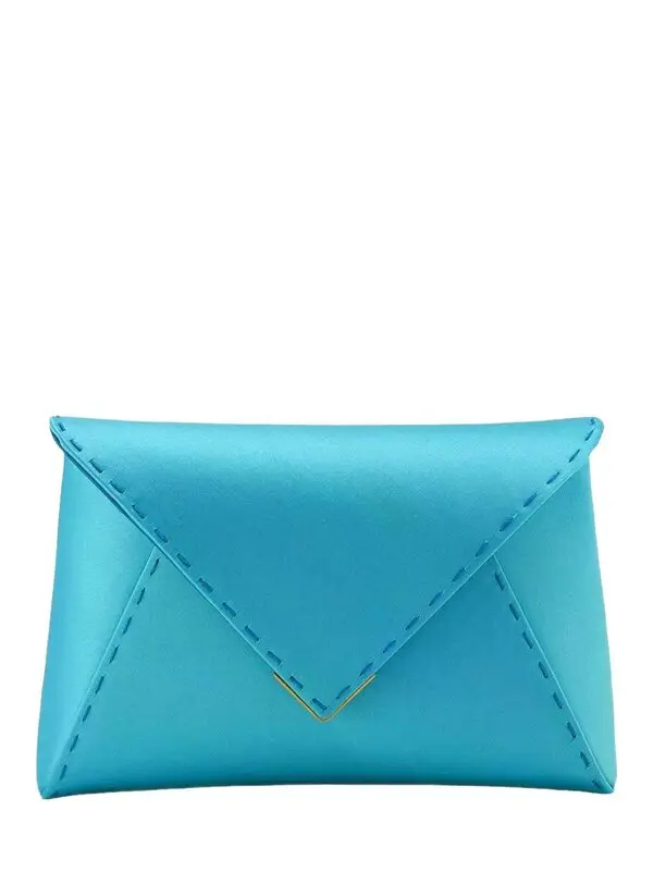 Tyler Ellis Lee Pouchet Satin Clutch Bag - Blue