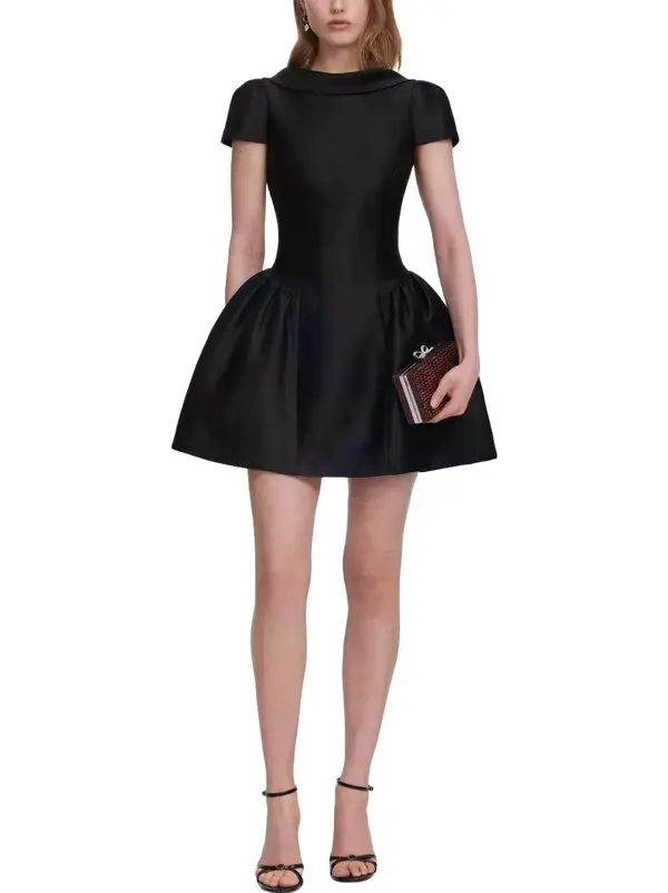 SELF-PORTRAIT Dropped-waistline A-line Mini Dress - Black