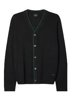 Paul Smith Merino Wool Cardigan With Contrast Collar - Black