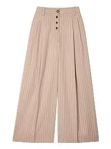 Paul Smith Sand Pinstripe Wide Leg Trousers - Brown