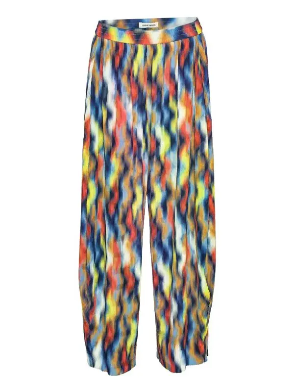 Henrik Vibskov Wavy Cubes Print Plissé Effect Palazzo Pants - Blue