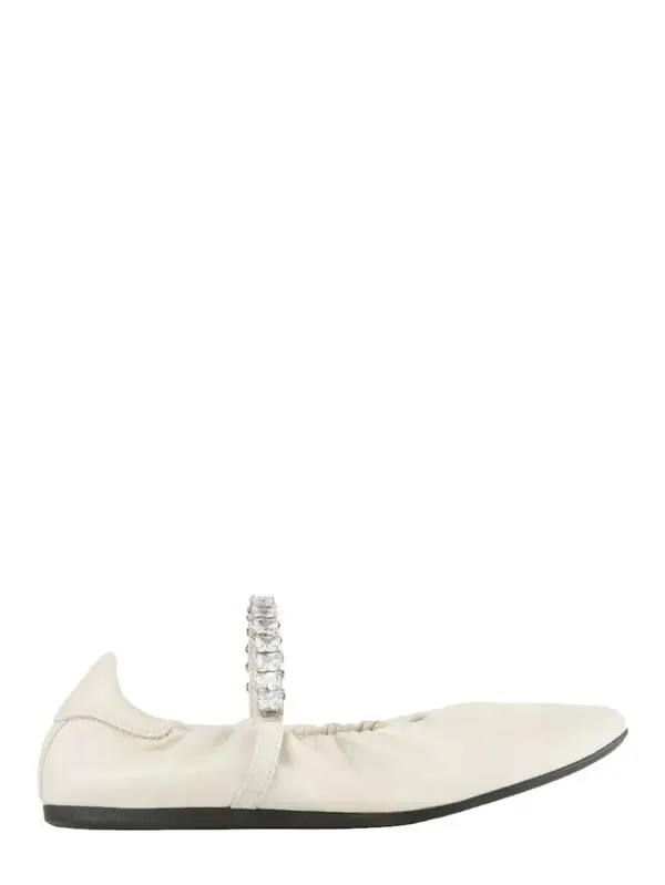 JIMMY CHOO Jade Ballerina Flats With Crystal Strap - Neutrals