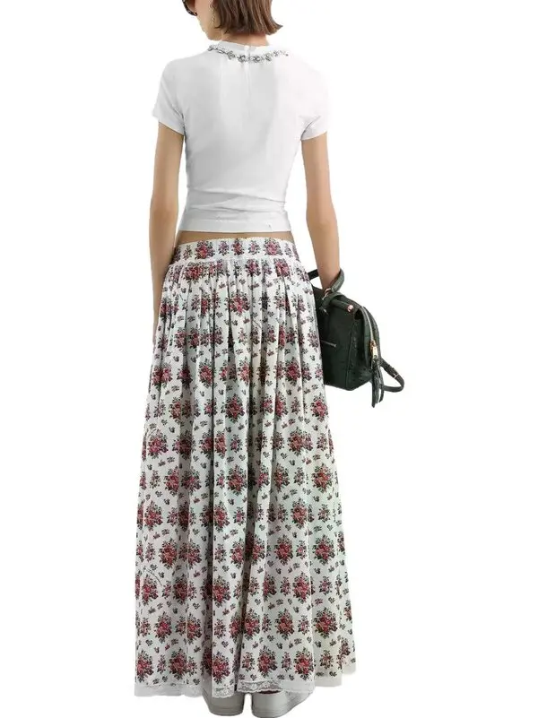 Dolce & Gabbana Floral Appliqué Crew Neck T-shirt - White