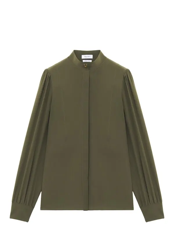 Alexander McQueen Wishbone Silk Crêpe De Chine Shirt - Green