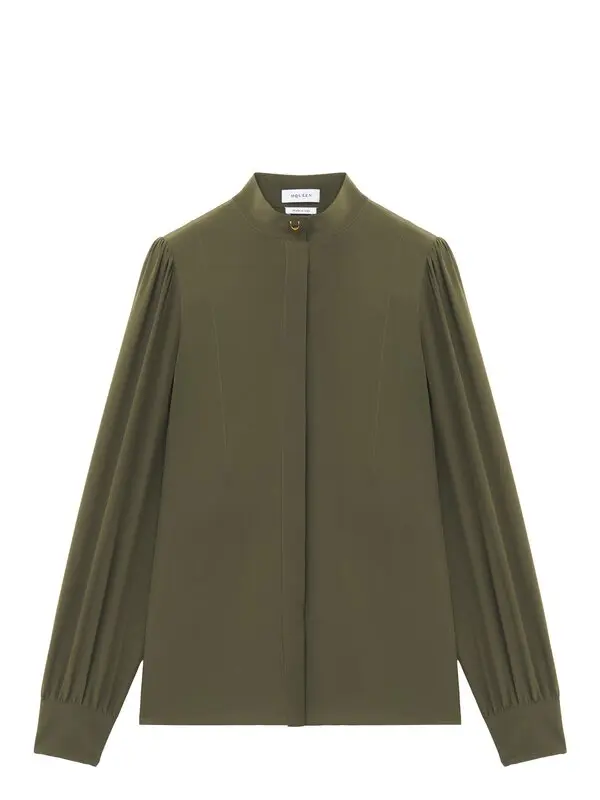 Alexander McQueen Wishbone Silk Crêpe De Chine Shirt - Green