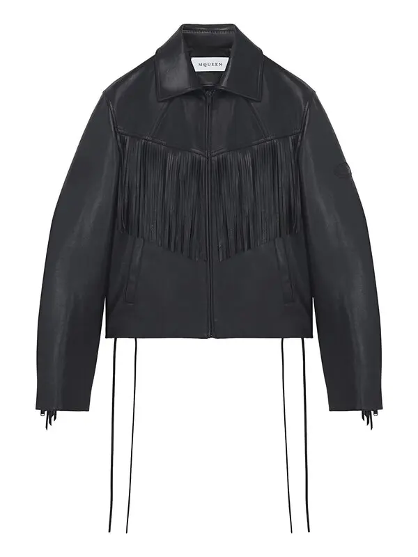 Alexander McQueen Fringe Leather Jacket - Black