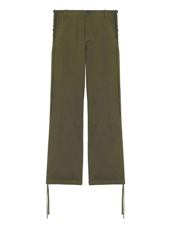 Alexander McQueen Lace-up Cotton Twill Trousers - Green