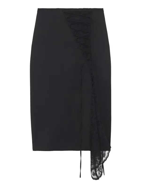 Alexander McQueen Corset Lacing Detail Pencil Skirt - Black