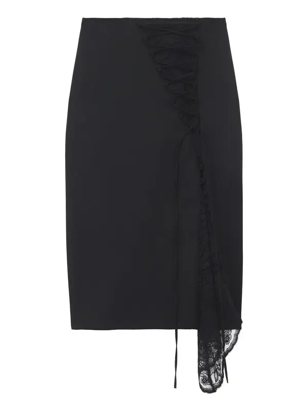Alexander McQueen Corset Lacing Detail Pencil Skirt - Black