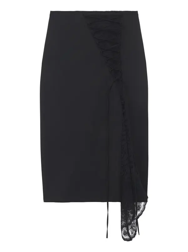 Alexander McQueen Corset Lacing Detail Pencil Skirt - Black
