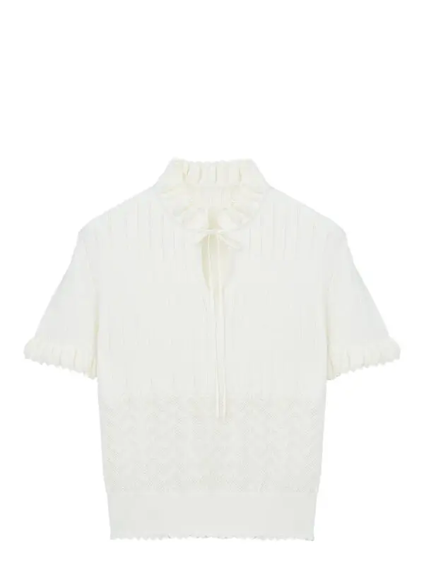 Alexander McQueen Viscose Blend Pointelle Knit Top - Ivory