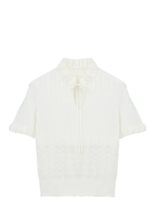 Alexander McQueen Viscose Blend Pointelle Knit Top - Ivory