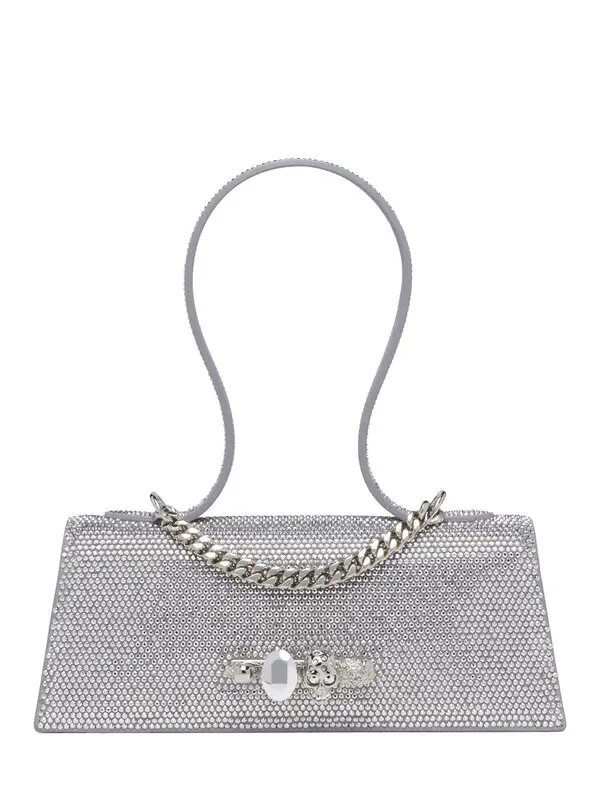 Alexander McQueen Jewelled Top Handle Bag - Silver-finish