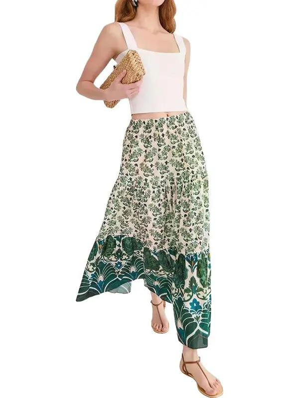 Cara Cara Melanie Tiered Floral Maxi Skirt - White