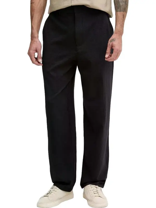 Armani Exchange Seersucker Logo Plaque Trousers - Blue