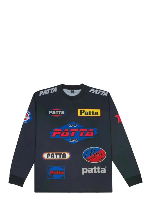 PATTA Long Sleeve Logo Detail T-shirt - Blue