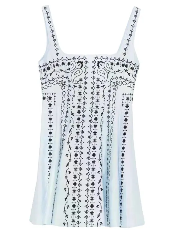 Maje Embroidered Square-neck Mini Dress - Blue