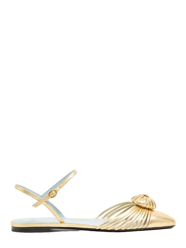 Valentino Garavani Laminated Nappa Ballerina Flats - Antique Brass