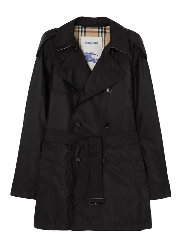 Burberry Midlength Nylon Leadenham Trench Coat - Black