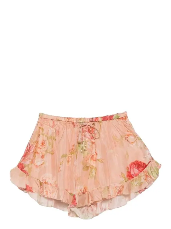 Zimmermann Roseligh Silk Shorts - Pink