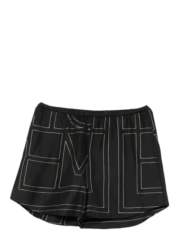 TOTEME Monogram Silk Pajama Shorts - Black