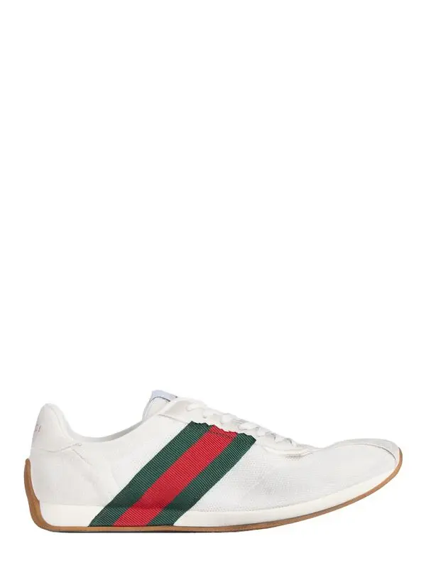 Gucci Tempo Sneaker In Aged-effect Mesh And Suede - White