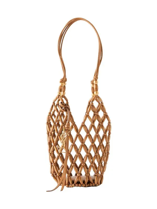 Saint Laurent Cassandre Mini Beaded Bucket Bag - Neutrals