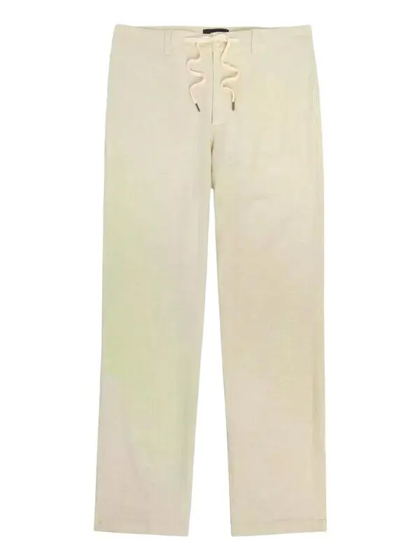 Paige Drawstring Slub-texture Trousers - Neutrals