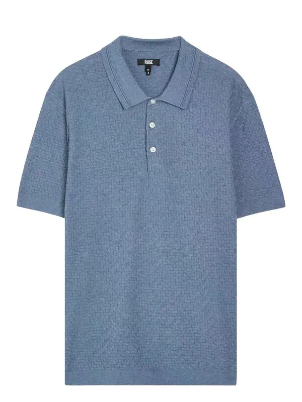 Paige Basket-weave Knit Polo Shirt - Blue