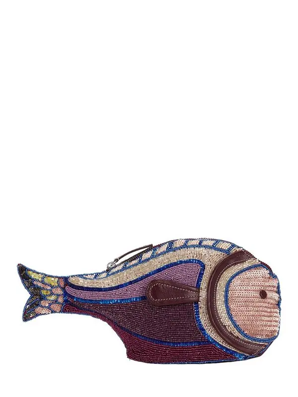 Staud Fish Design Beaded Clutch - Ultraviolet