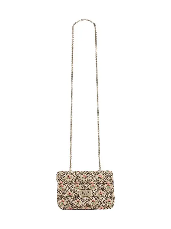 Valentino Garavani Rockstud Spike Small Shoulder Bag - Oro Rosa Nero & Mekong
