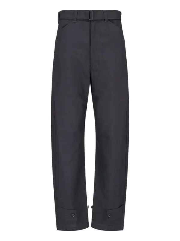 LEMAIRE Wool-blend Belted Trousers - Black