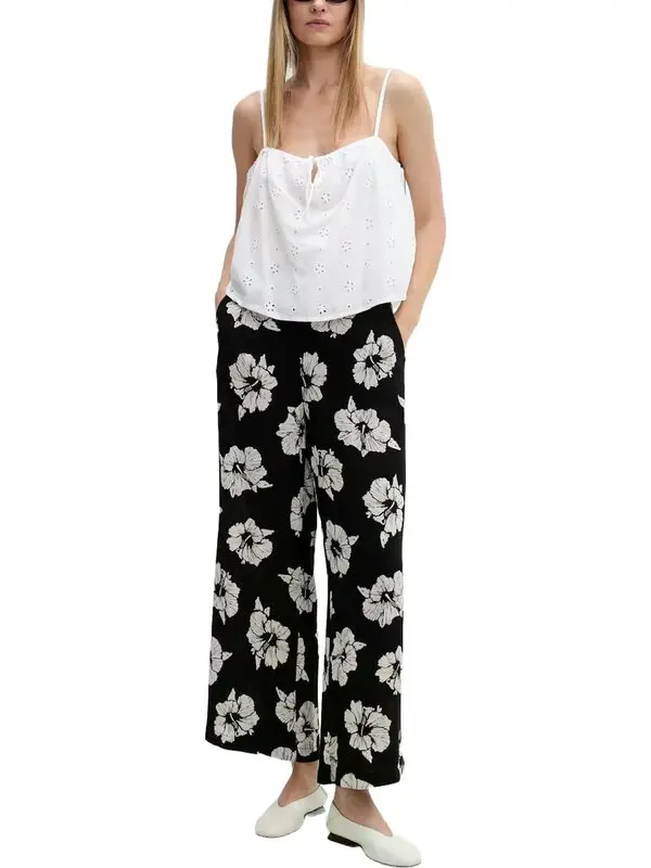 Rip Curl Floral-print Wide-leg Palazzo Pants - Black