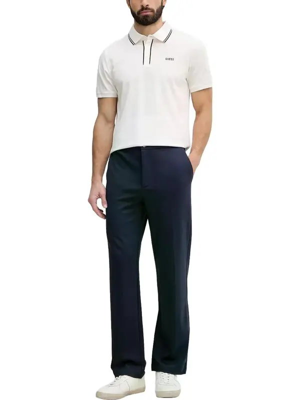 Guess Tailored Trousers With Logo Plaque - Blue