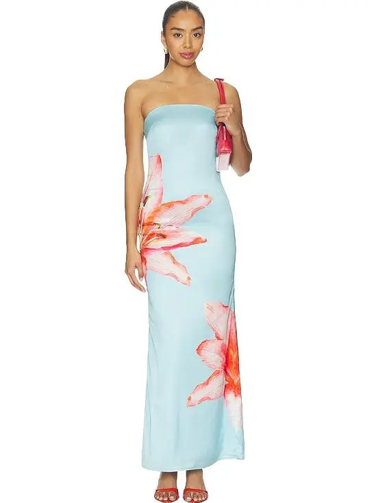 MORE TO COME Strapless Floral Maxi Dress - Blue Floral