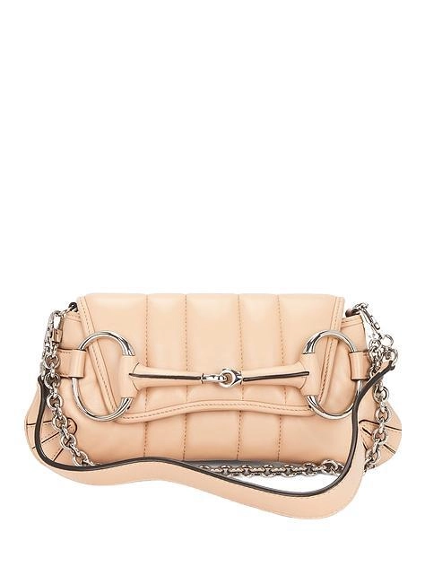 Null Gucci Horsebit Clutch With Chain Strap - Beige