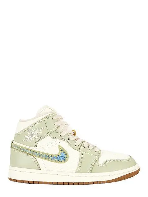 JORDAN 1 Mid Se Sneaker - Olive Aura  Pearl White & Lawn